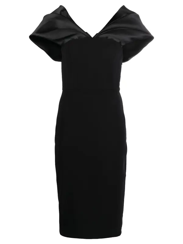 Solace London Wrenley Off-shoulder Midi Dress - Black