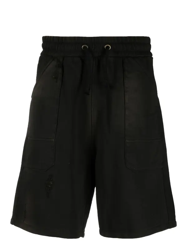 Balmain Ripped Cotton Shorts - Black