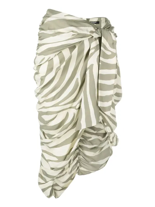 Balmain Zebra-print Midi Skirt - Neutrals