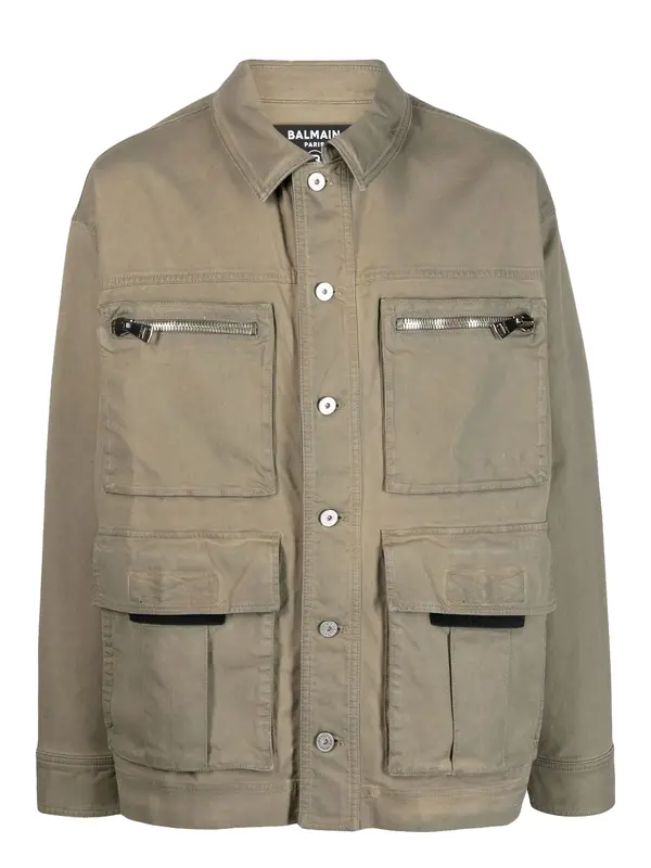 Balmain Button-up Military Jacket - Green