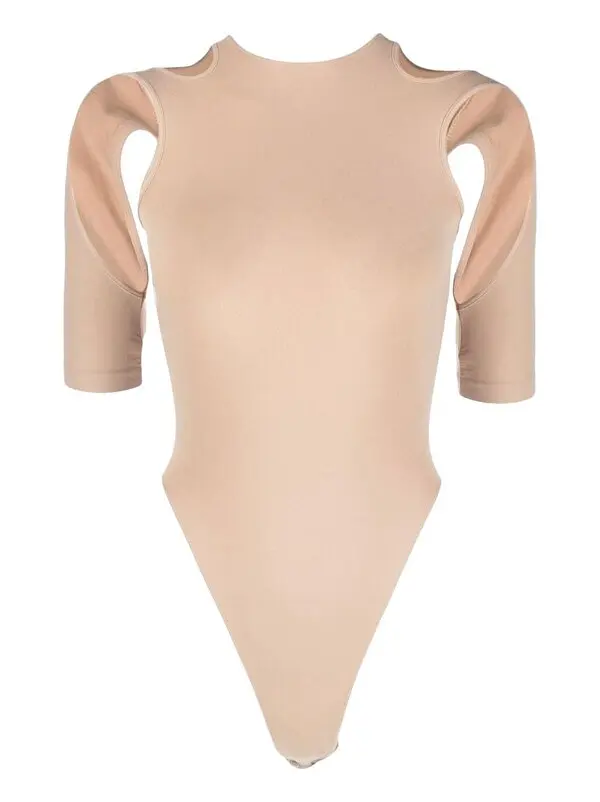 ANDREĀDAMO Cut-out Detail Stretch Top - Neutrals