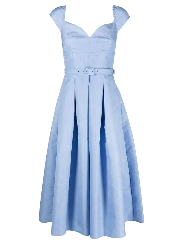 SELF-PORTRAIT Pleated Midi Dress - Blue