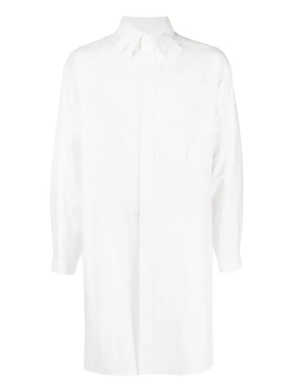 Yohji Yamamoto Tab-collar Long Shirt - White