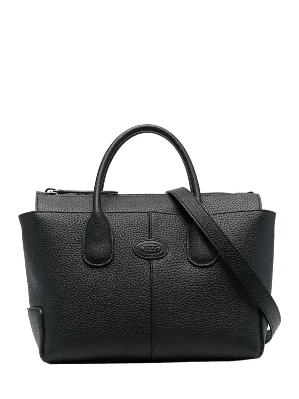 TOD'S Grained Leather Medium Tote Bag - Black