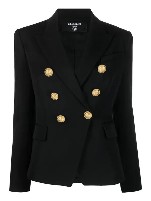 Balmain Double-breasted Fitted Jacket - Black