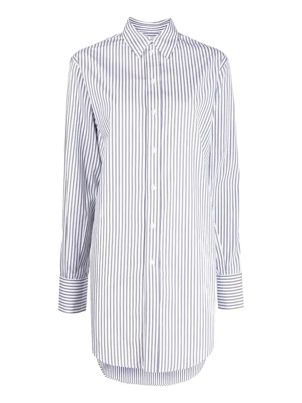 SA SU PHI Striped Silk Shirt Dress - Blue