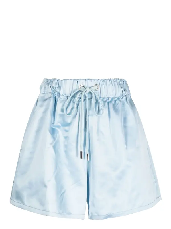 SA SU PHI Elasticated High-waisted Silk Shorts - Blue