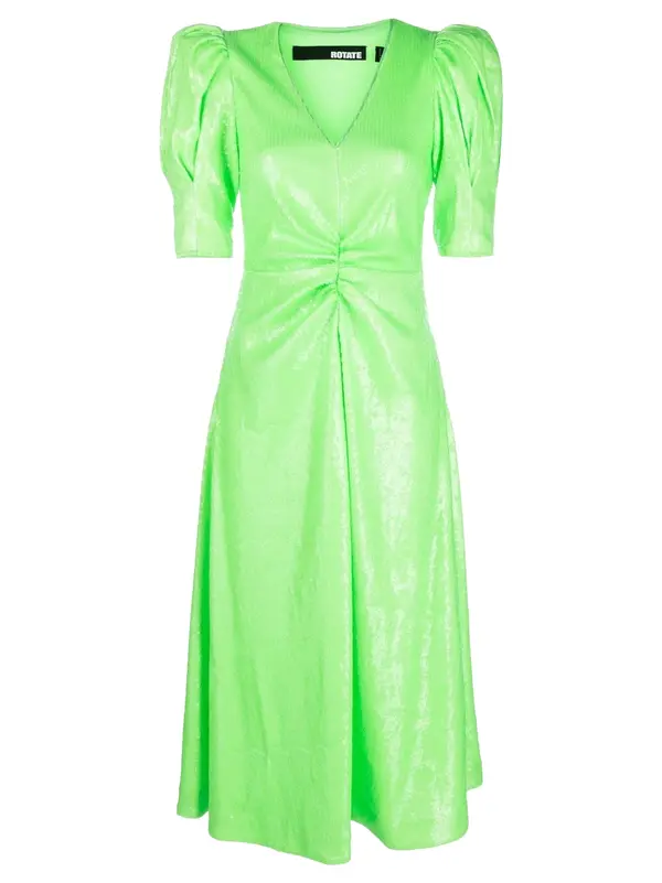 ROTATE BY BIRGER CHRISTENSEN Sequinned V-neck Midi Dress - Green