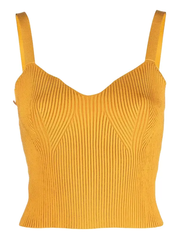 Vince Ribbed-knit Bralette Top - Yellow