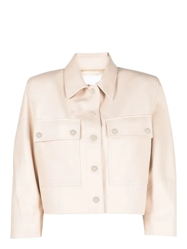 Drome Cropped Leather Jacket - Neutrals