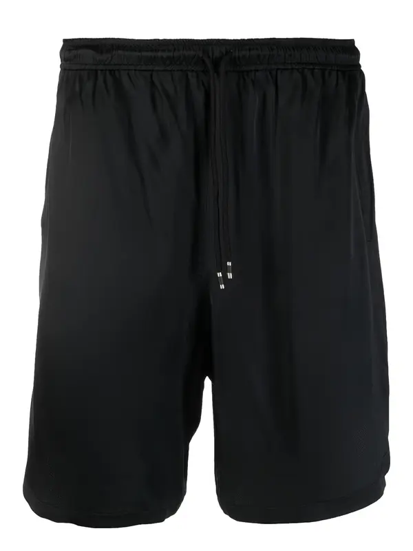LANEUS Elasticated Waistband Cotton Shorts - Black