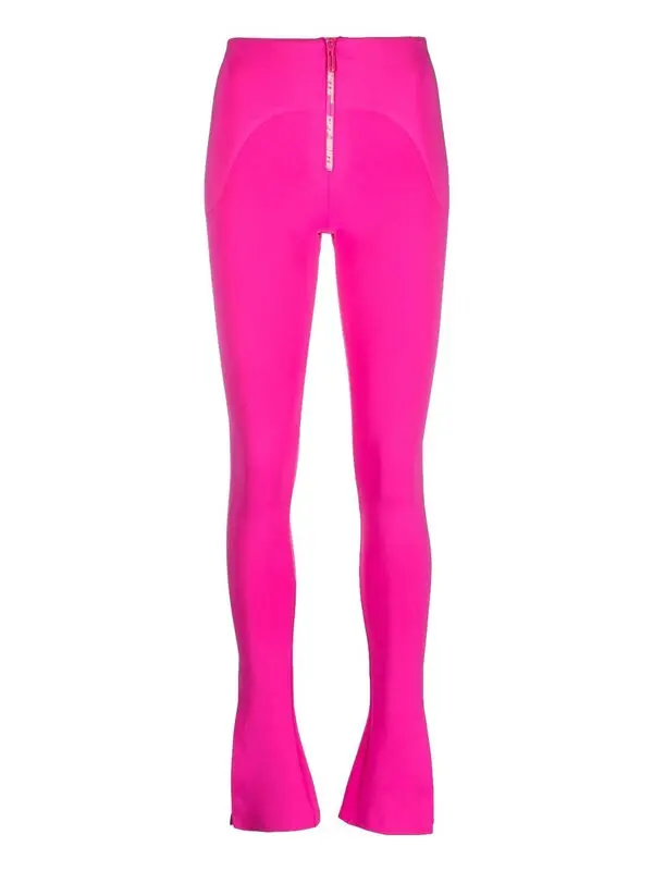 Off-White Zip-front Side-slit Leggings - Pink