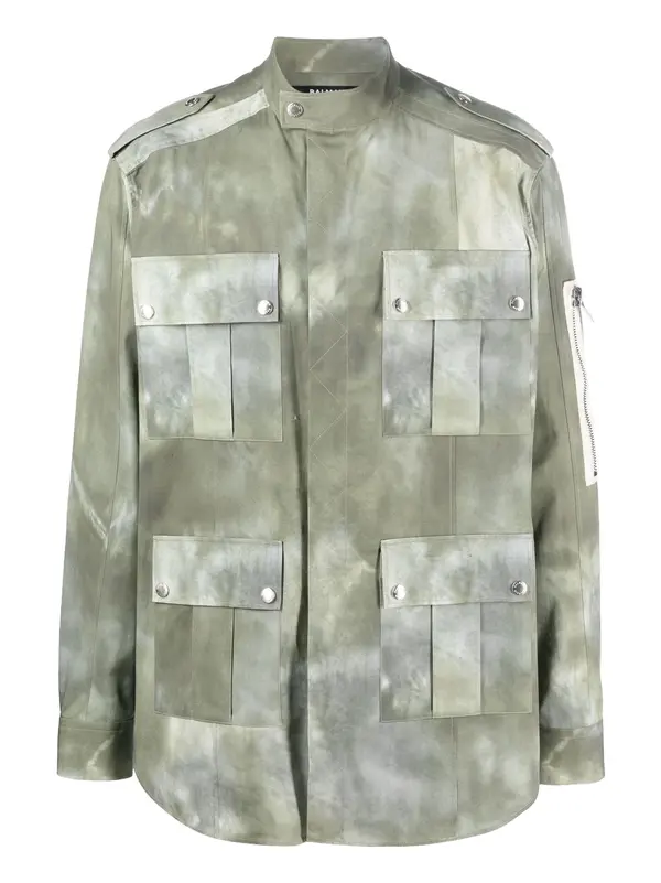 Balmain Faded-effect Military Jacket - Green
