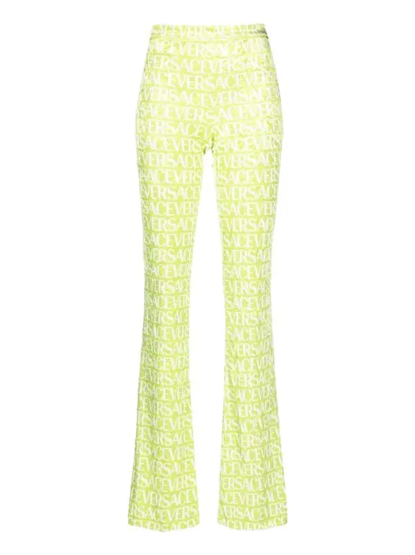 Versace Logo-print Flared Trousers - Green