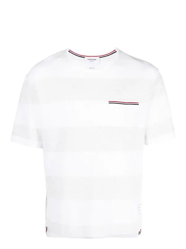 Thom Browne Rwb Pocket Striped T-shirt - Grey
