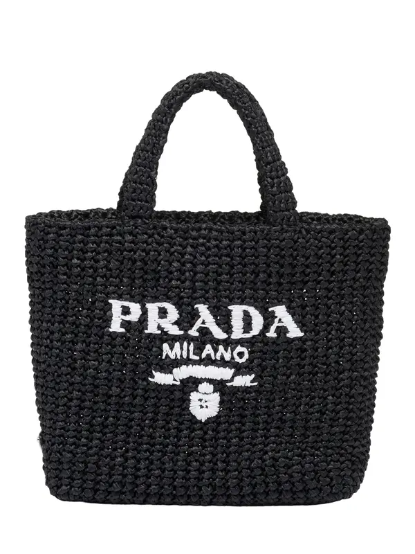 Prada Small Crochet Tote Bag - Black