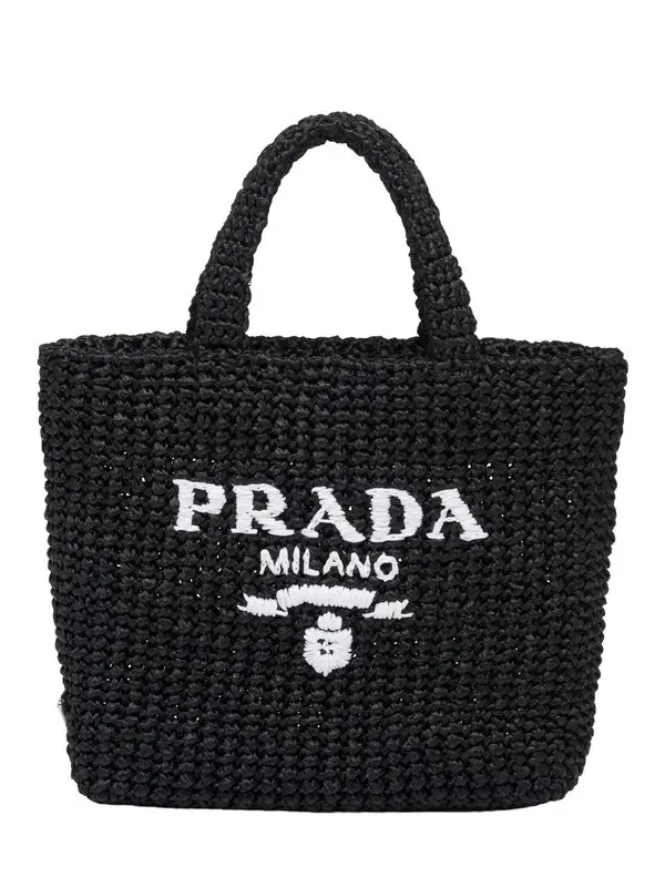 Prada Small Crochet Tote - Black
