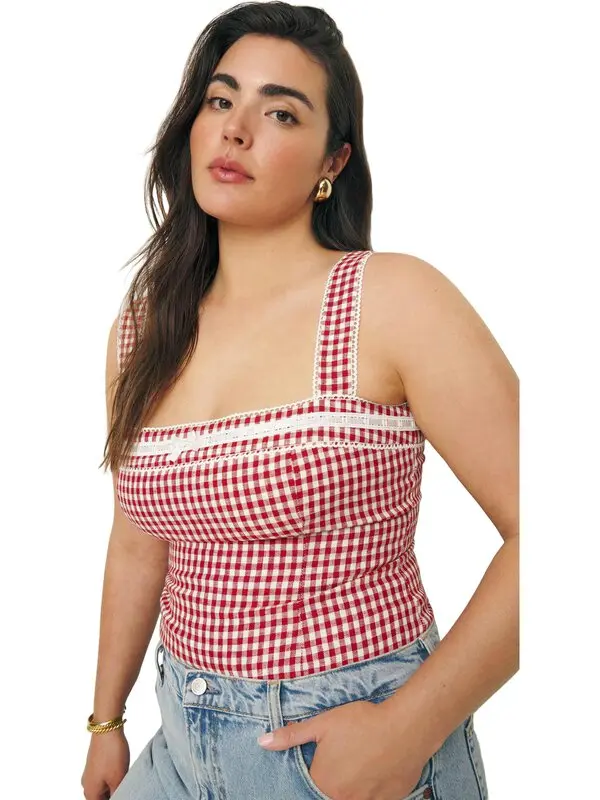 REFORMATION Eloise Linen Top - Red