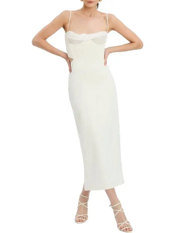 Bardot Martini Corset Cutout Midi Dress - Ivory