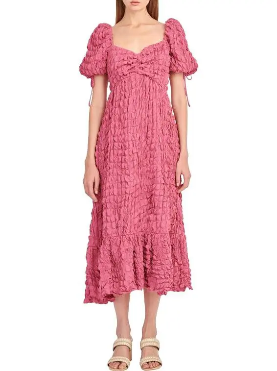 Endless Rose Texture Puff Sleeve Maxi Dress - Mauve