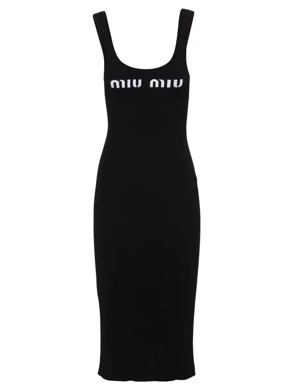 Miu Miu Viscose Knit Dress - Black