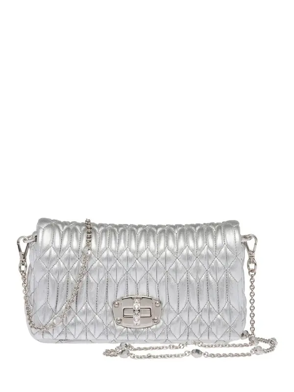 Miu Miu Miu Crystal Nappa Leather Mini-bag - Silver