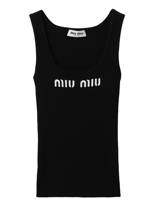 Miu Miu Viscose Tank Top - Black