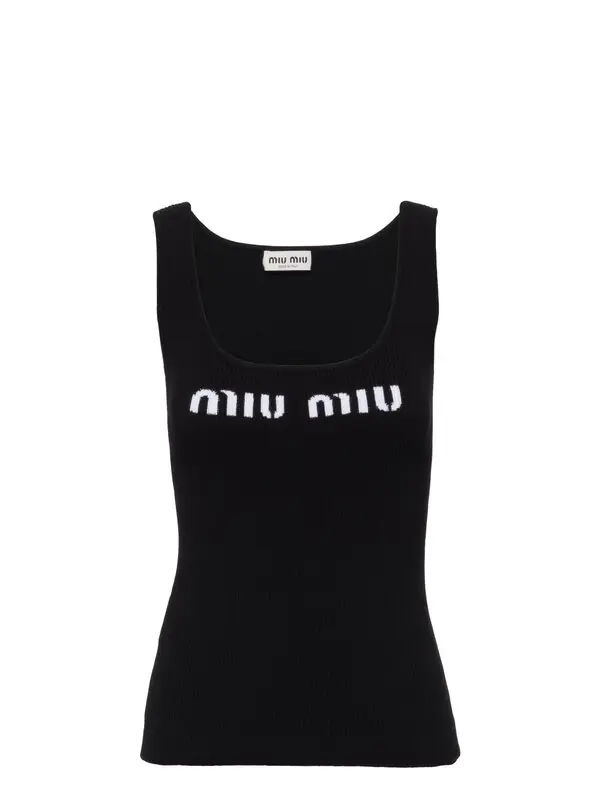 Miu Miu Viscose Tank Top - Black