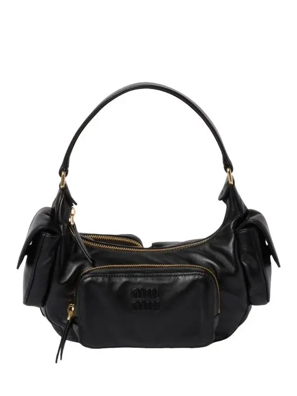 Miu Miu Nappa Leather Bag With Pockets - Black