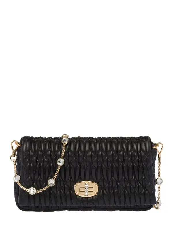 Miu Miu Cloqué Nappa Leather Bag - Black
