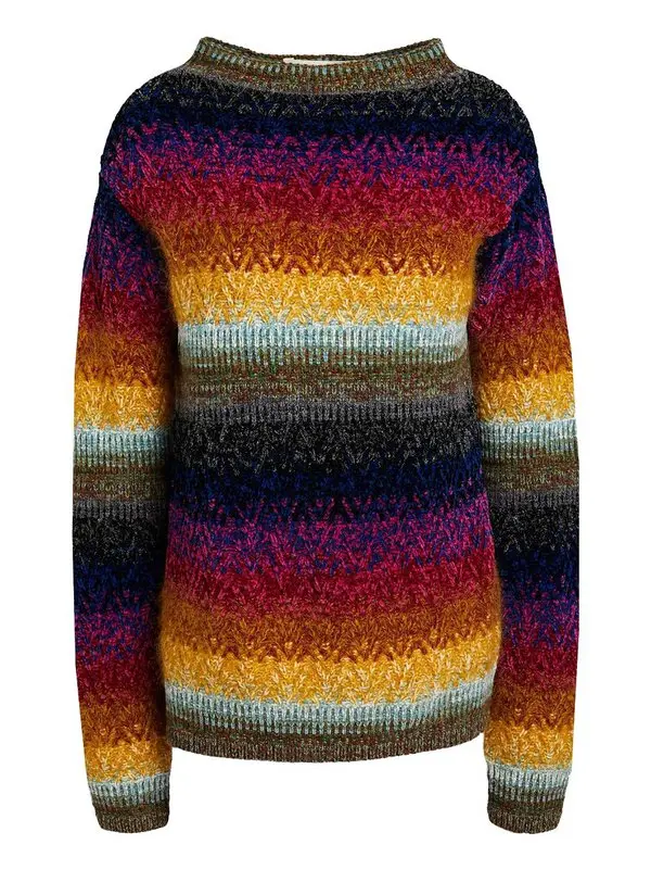 Marni Striped Intarsia-knit Sweater - Saffron
