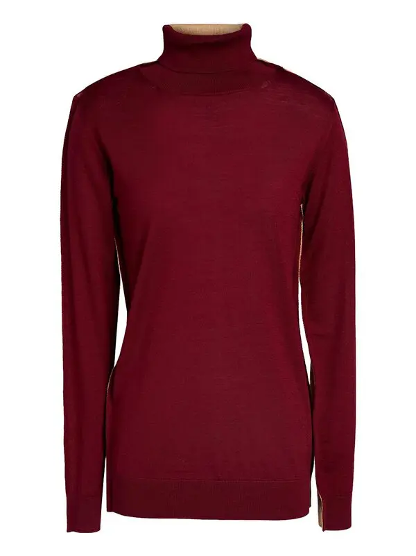 Marni Two-tone Wool Turtleneck Sweater - Plum