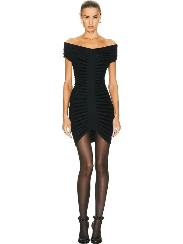 Alaïa 3d Velvet Dress - Noir