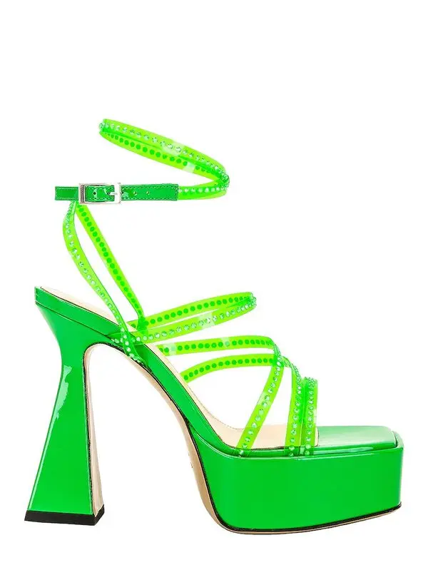 Mach & Mach Crystal Embellished Platform Sandals - Green