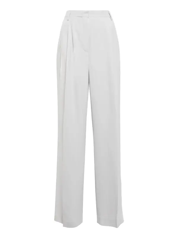 Dries Van Noten Pleated Wide Leg Trousers - Grey