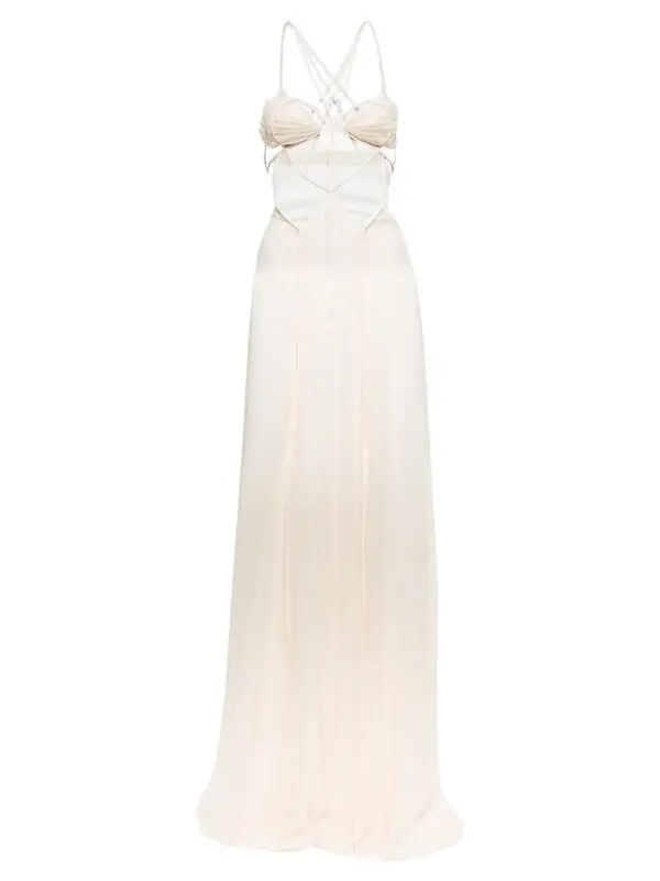 NENSI DOJAKA Bridal Cutout Silk Gown - White