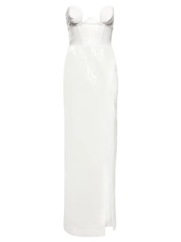 NENSI DOJAKA Bridal Sequined Gown - White