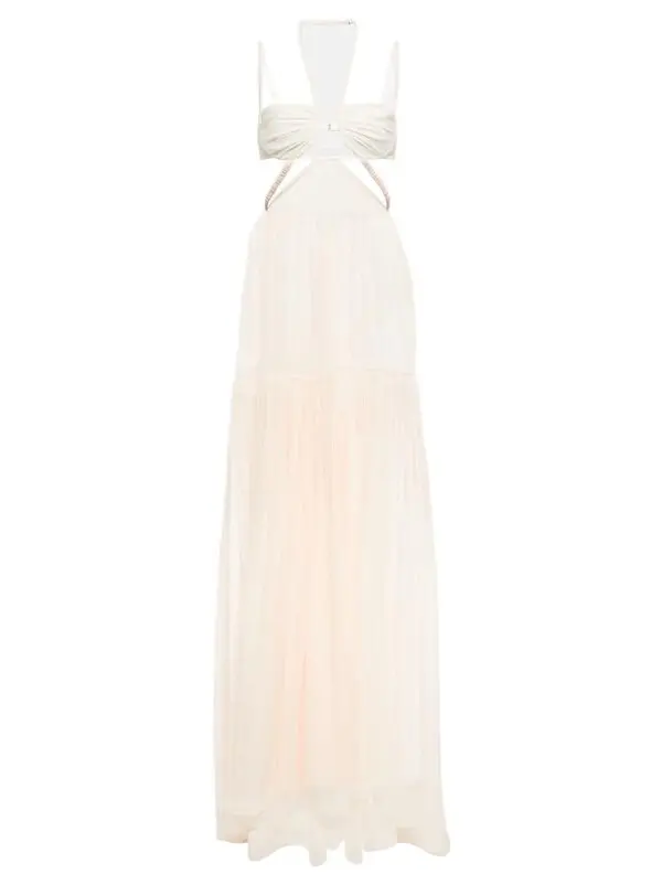 NENSI DOJAKA Bridal Silk Chiffon Gown - White