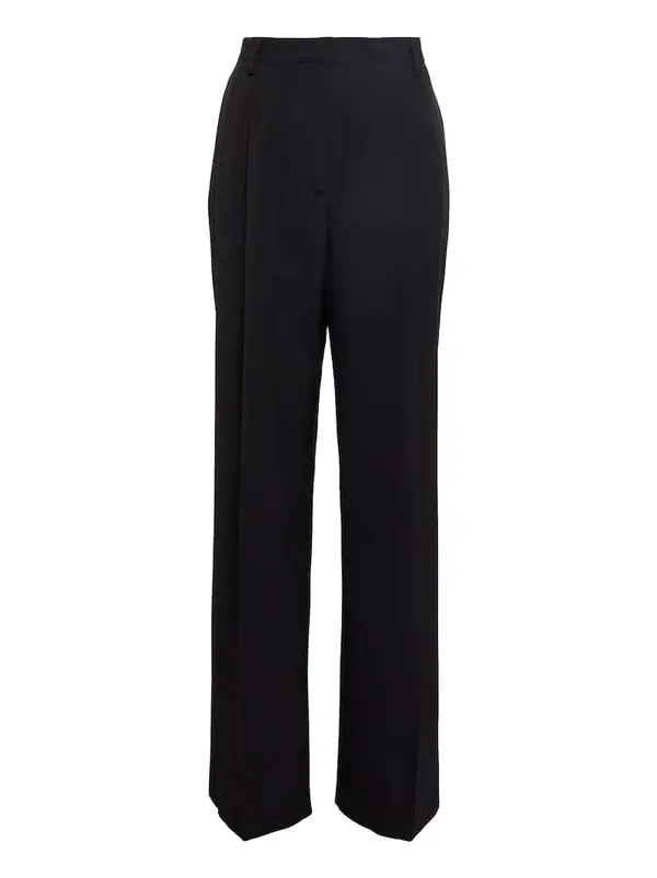 Dries Van Noten Pleated Wide Leg Trousers - Black
