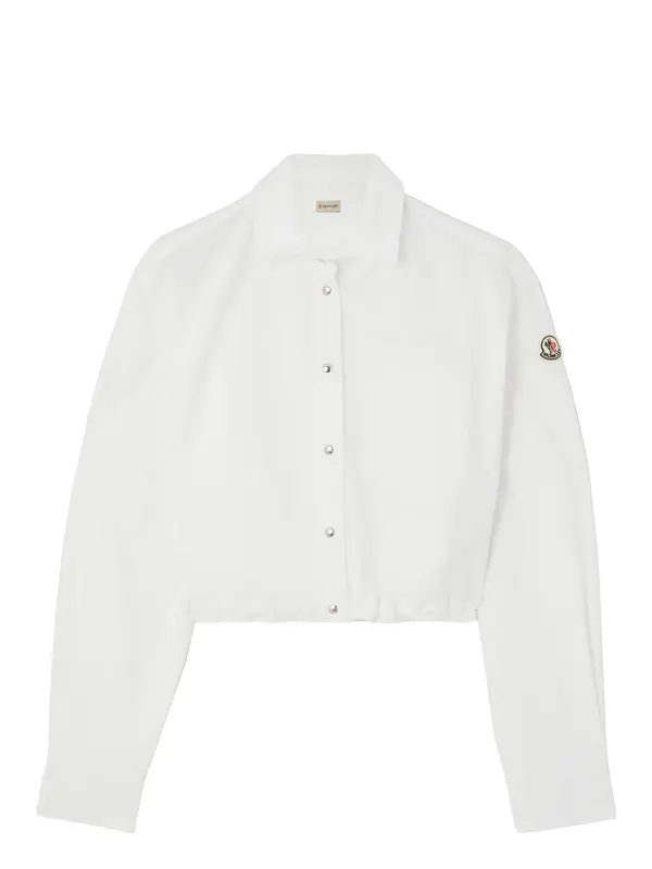 Moncler Cropped Cotton-poplin Shirt - White