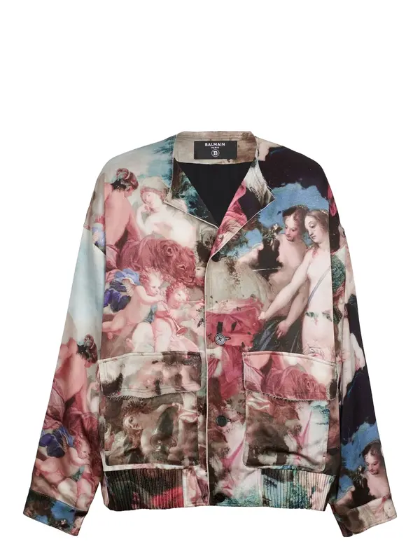 Balmain Painting-print Satin Jacket - Pink