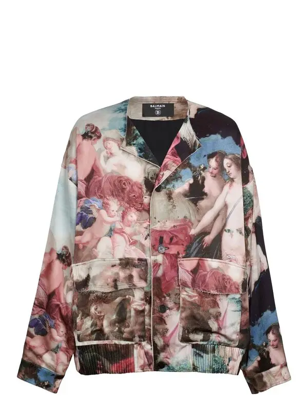 Balmain Painting-print Satin Jacket - Pink