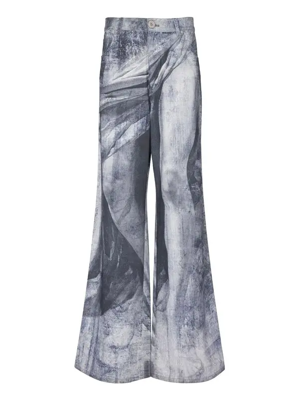 Balmain Graphic-print Wide-leg Jeans - Blue