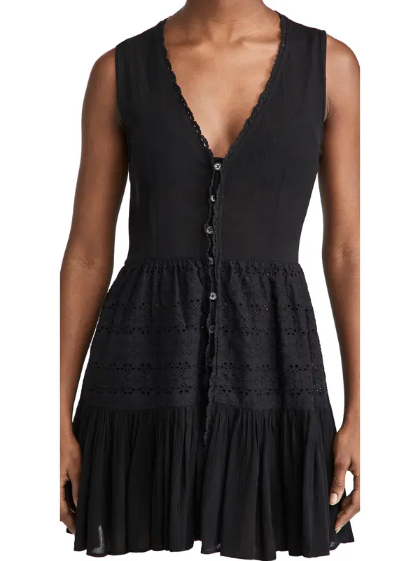 Playa Lucila Eyelet Mini Dress - Black