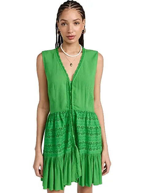 Playa Lucila Eyelet Mini Dress - Green