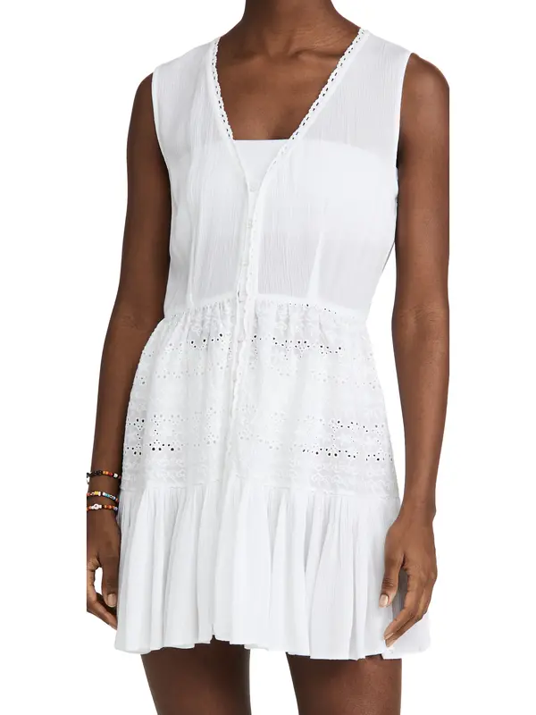 Playa Lucila Eyelet Mini Dress - White