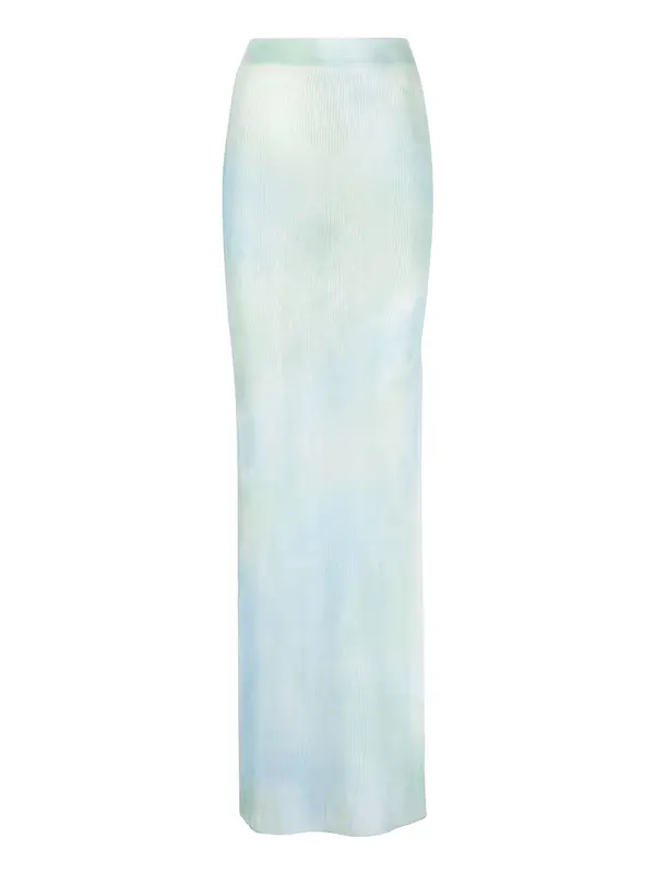 Off-White Tie-dye Sheer Maxi Skirt - Blue