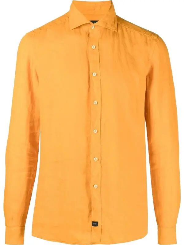 FAY Long-sleeve Linen Shirt - Orange