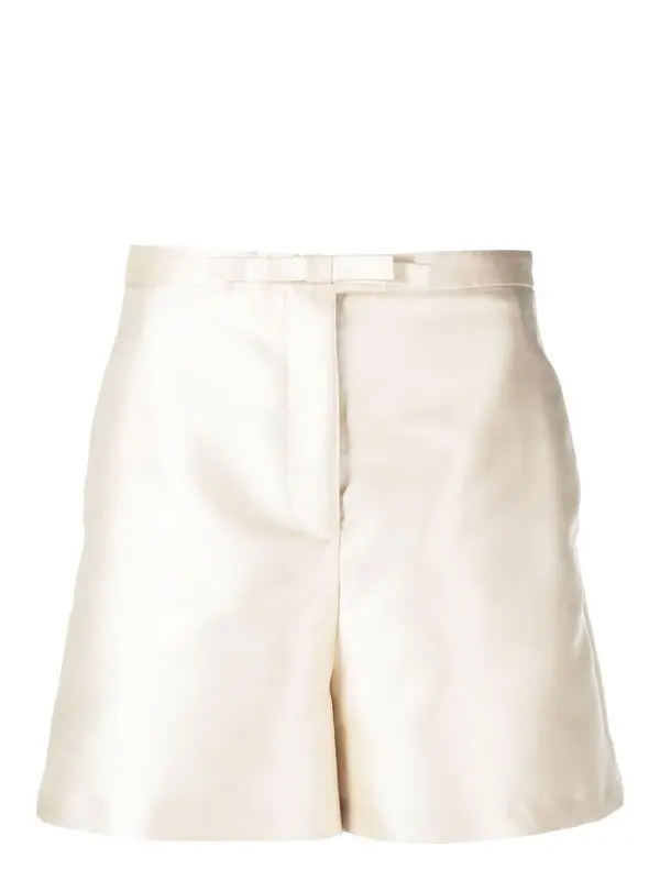 BLANCA VITA Satin-finish Tailored Shorts - Neutrals