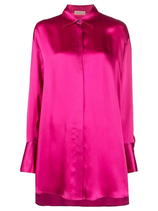 BLANCA VITA Oversized Mini Shirtdress - Pink